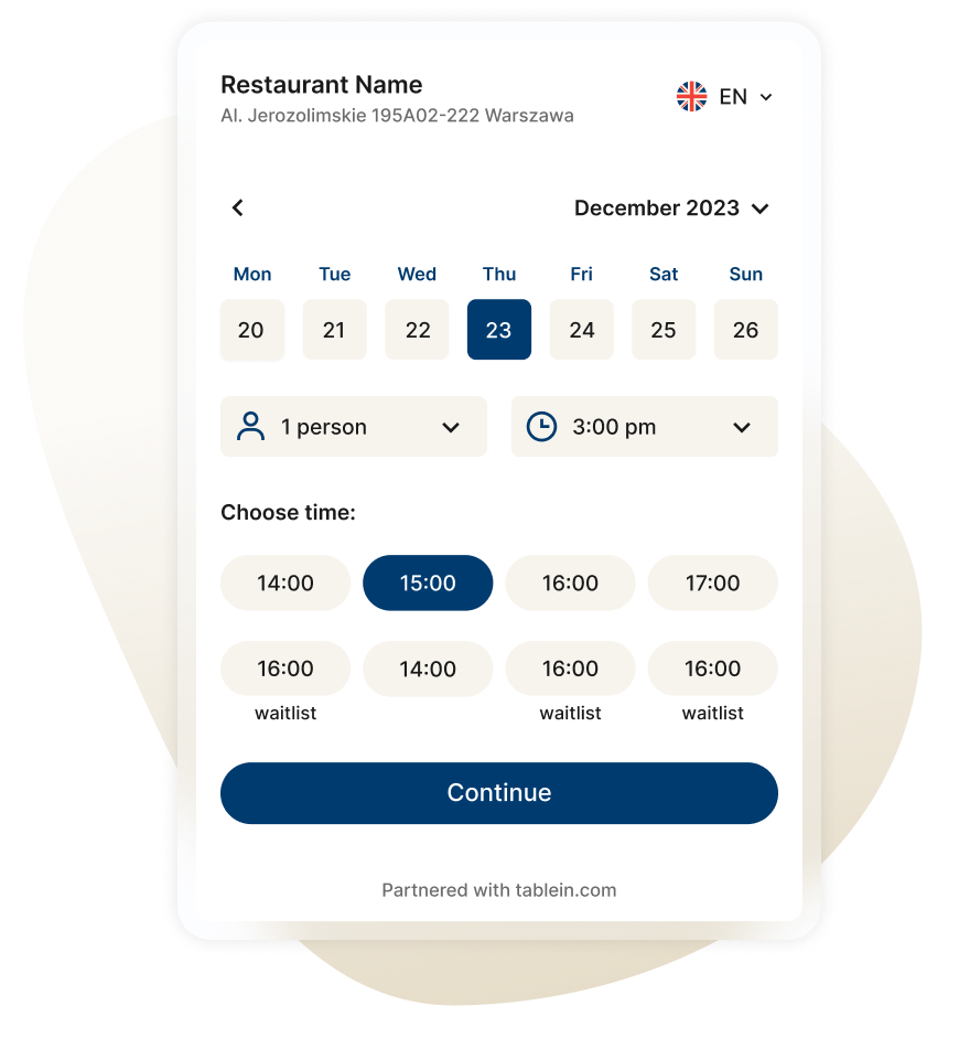 Online Booking Widget for Restaurants | Tablein