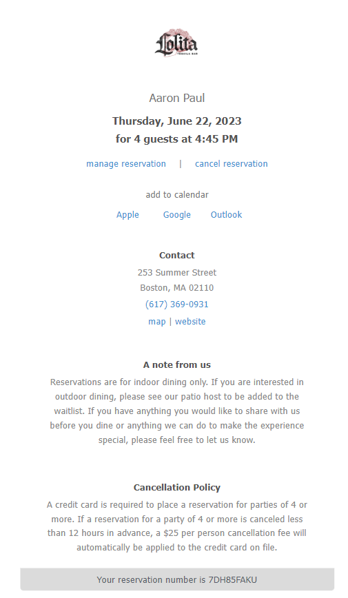 The Full Guide to Restaurant Reservation Confirmation Emails