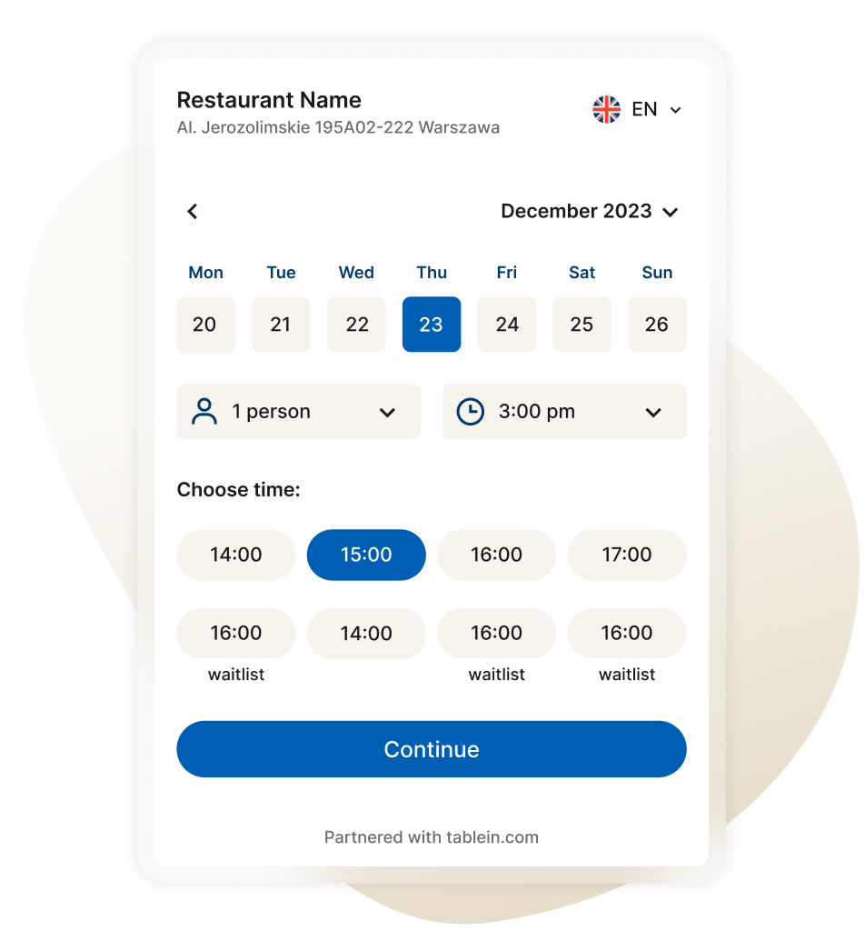 Online Booking Widget for Restaurants | Tablein